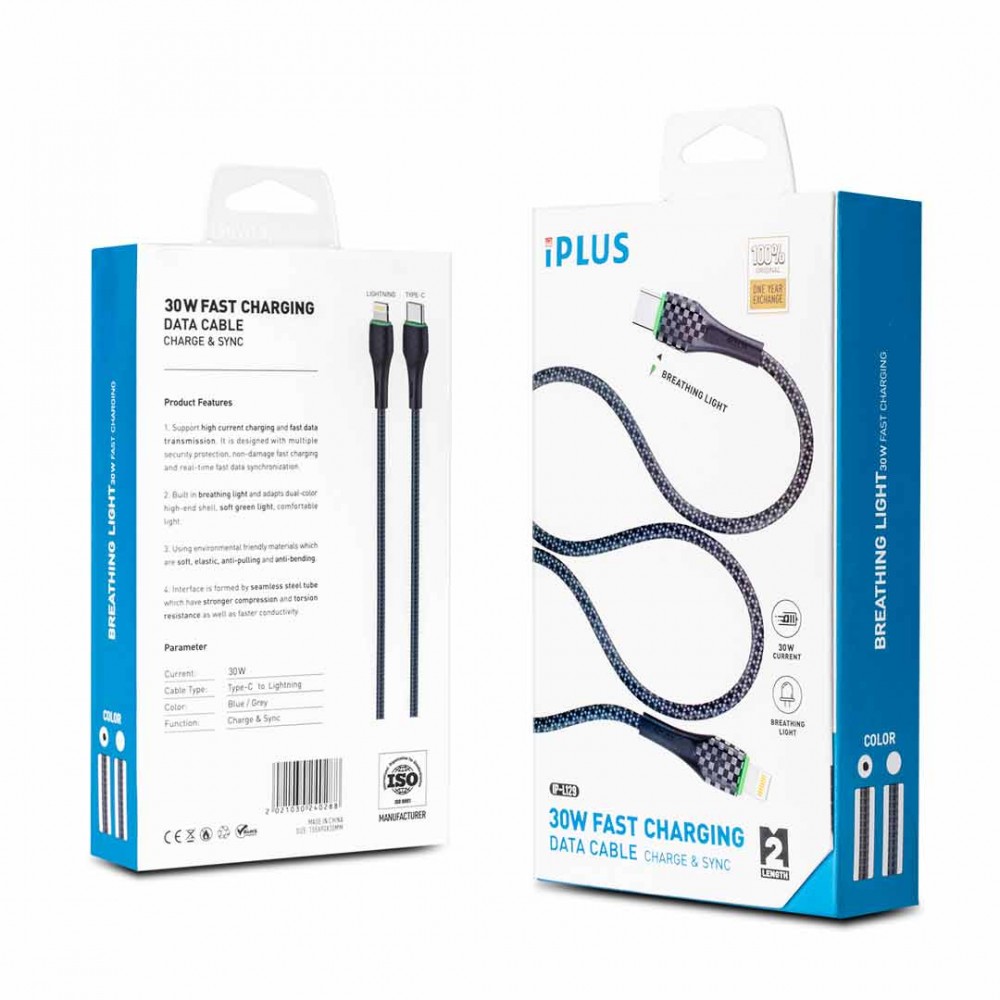 كيبل قماش 2متر PD (تايب سي الى ايفون) L129 IPLUS